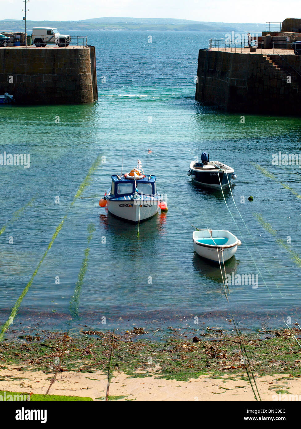 The mousehole entrance to Mousehole harbor,Cornwall,England,UK Stock ...