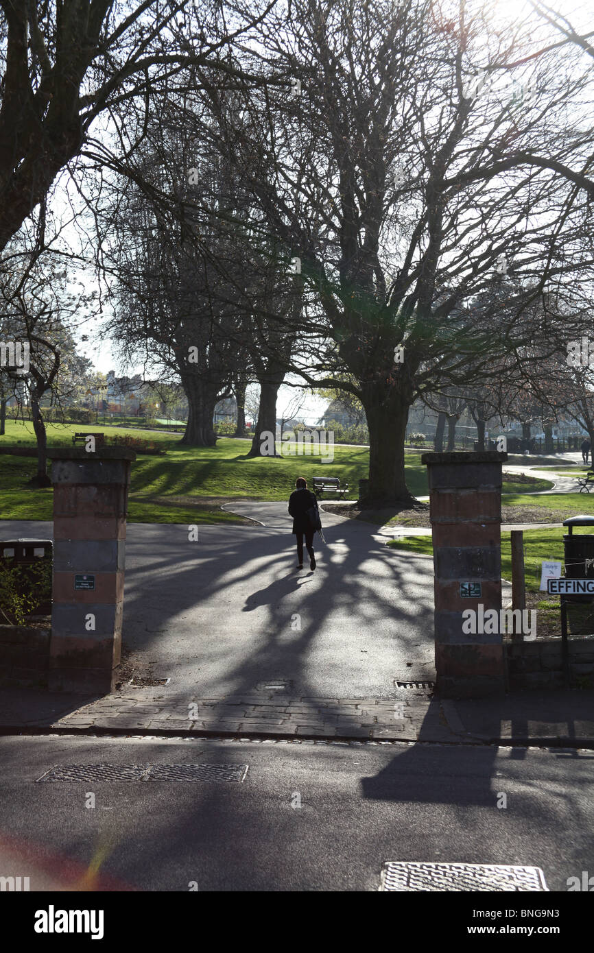 People walking in strong morning light Stock Photo - Alamy