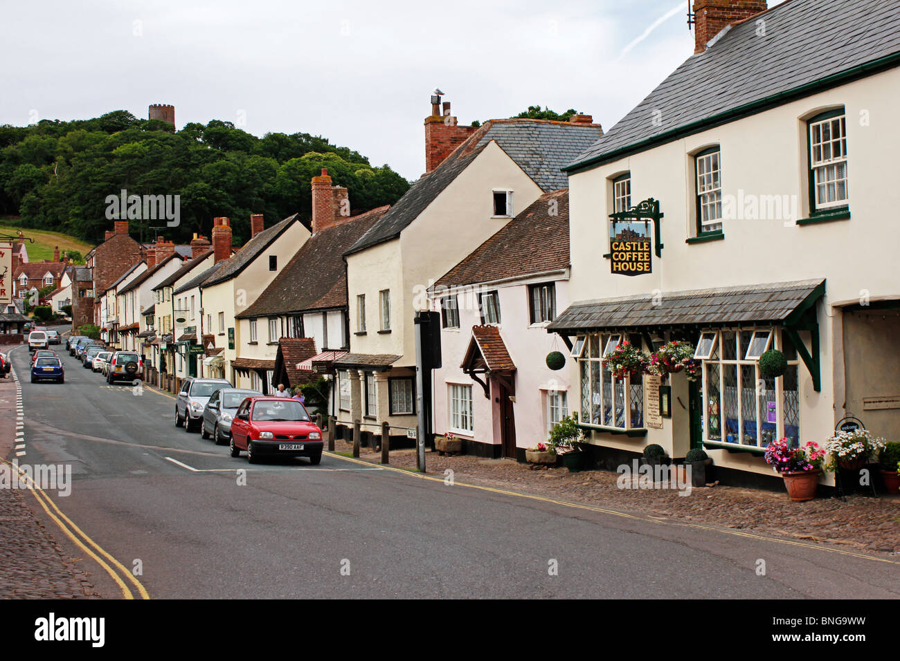 The main street of shops and restaurants below the 11th century castle ...