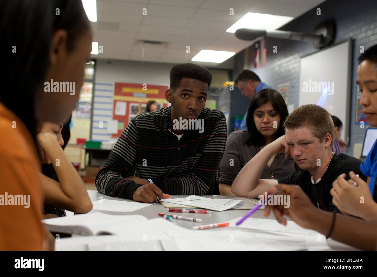 Students in physics class at Manor New Tech High School in Manor, Texas ...