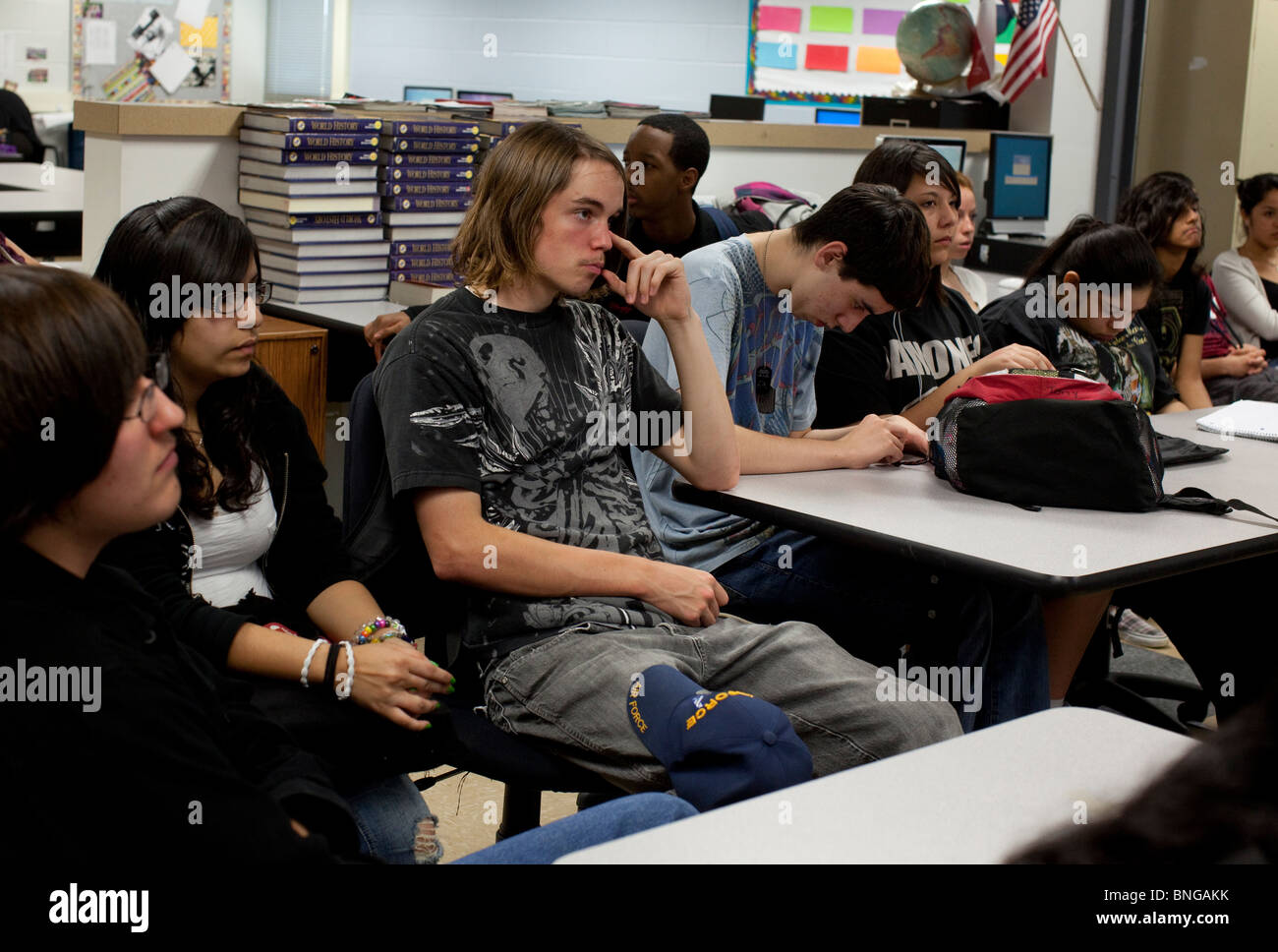 Ethnically-mixed students in world history class at Manor New Tech High ...