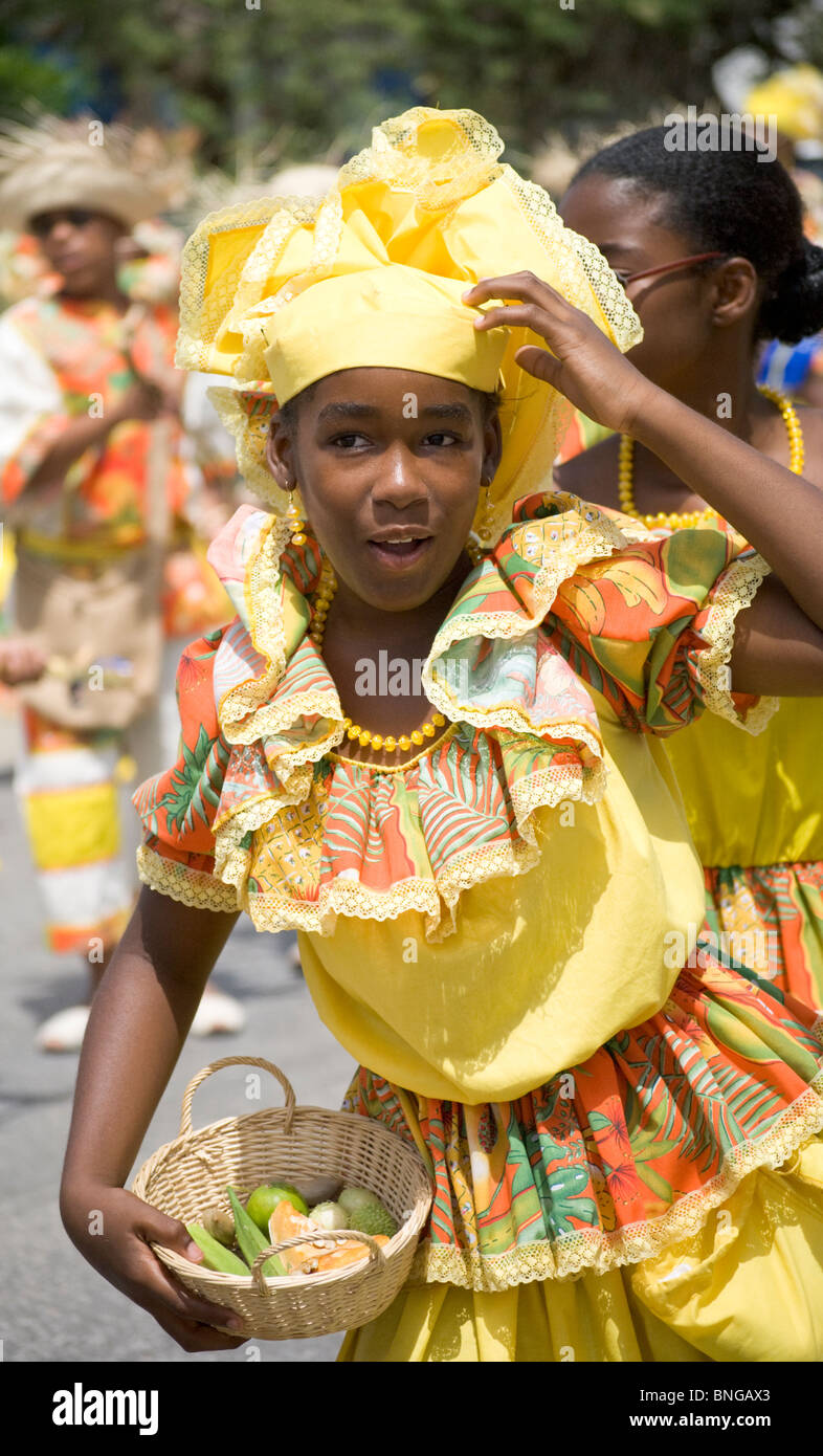 Young girl dancing at the Seu Festival, Curacao Stock Photo - Alamy