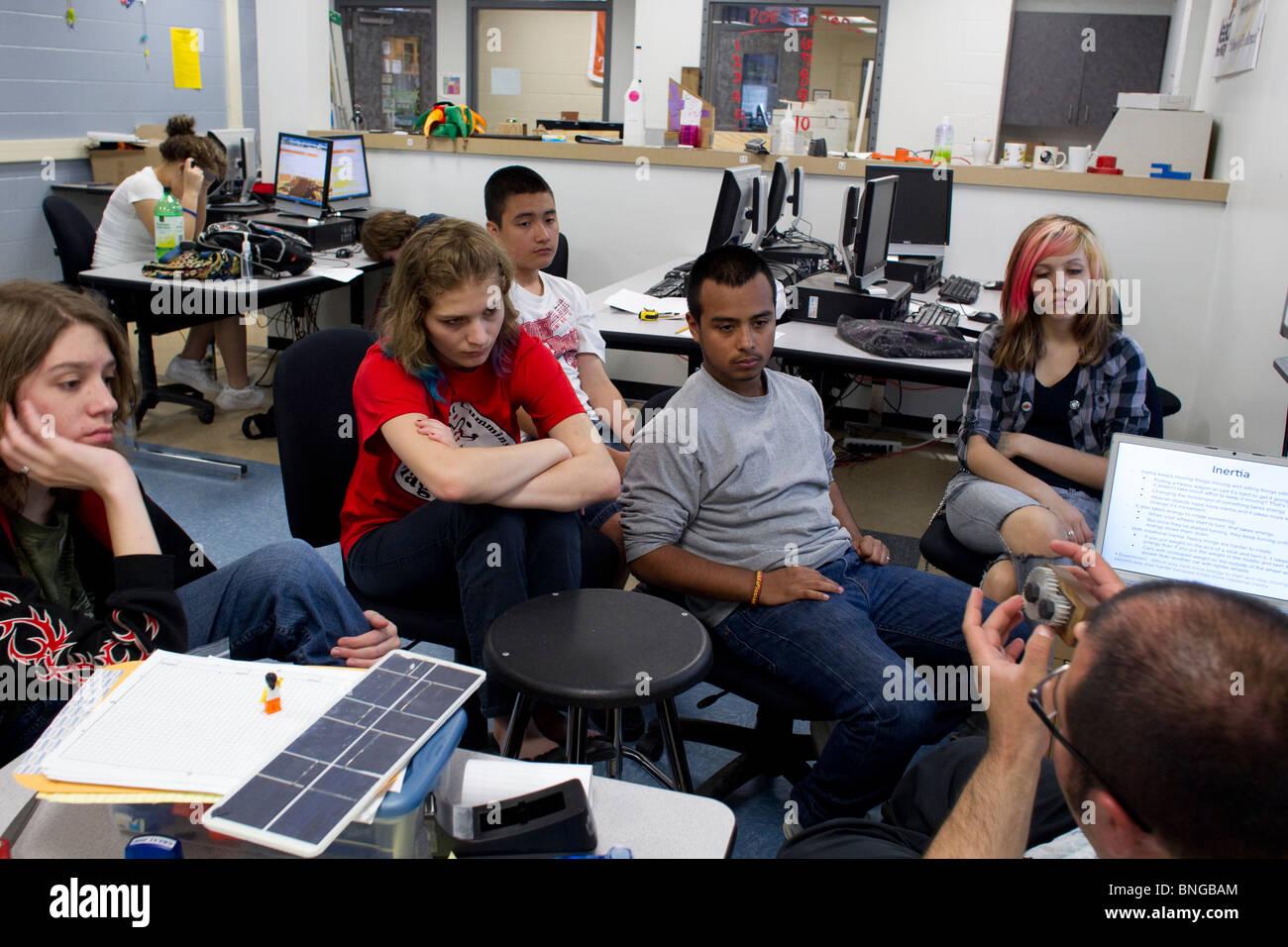 Students at Manor New Tech High School, a small and innovative public ...