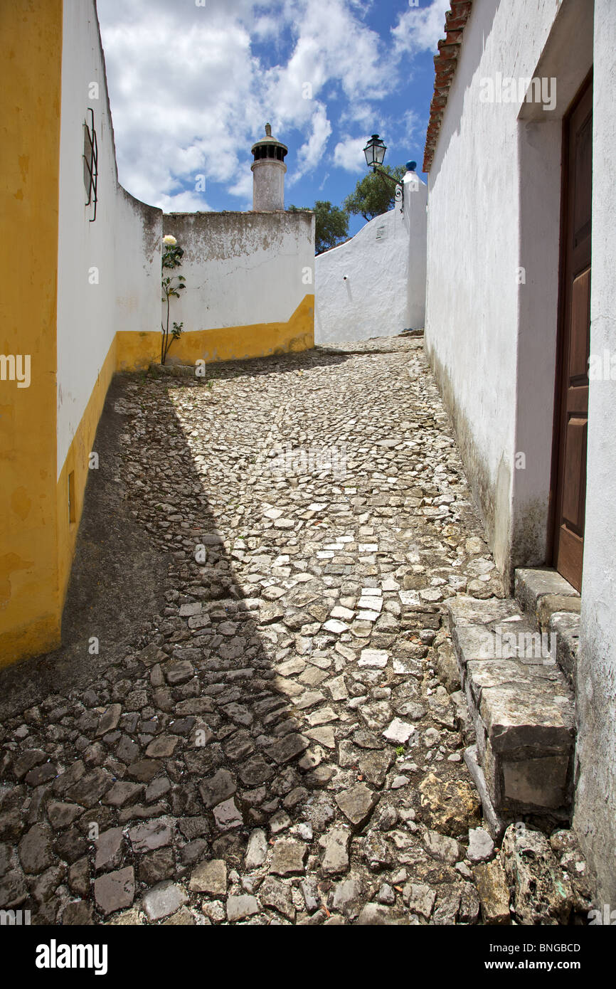 Medieval Cobblestone Street in the Fortified Walled European Village of ...