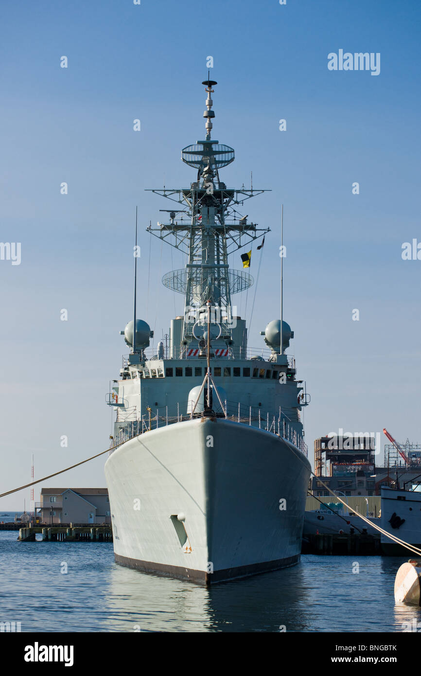 Canadian Navy Iroquois class destroyer HMCS ATHABASKAN tied up during ...