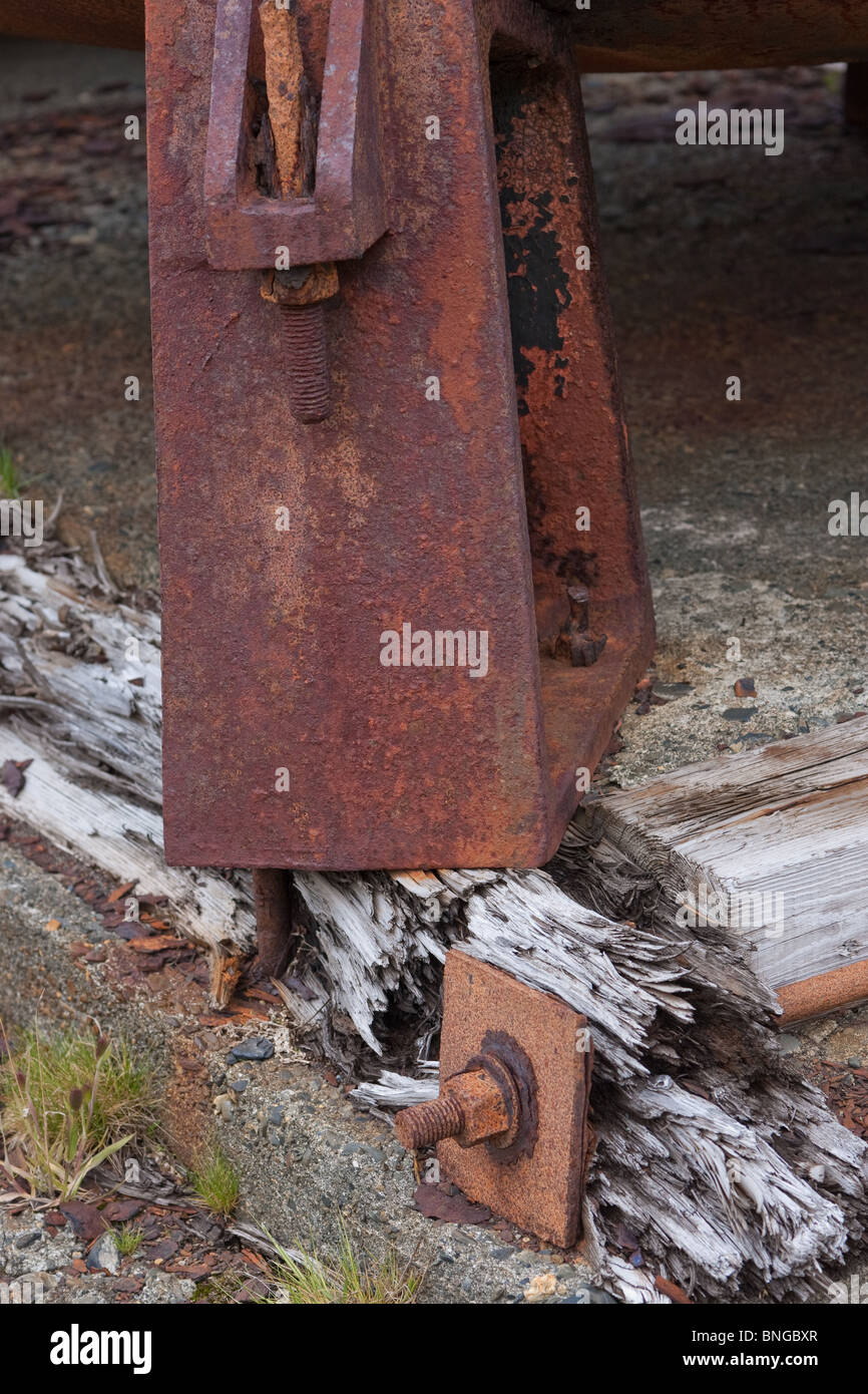 Old rusting equipment in the abandoned whaling station at Grytviken, in ...