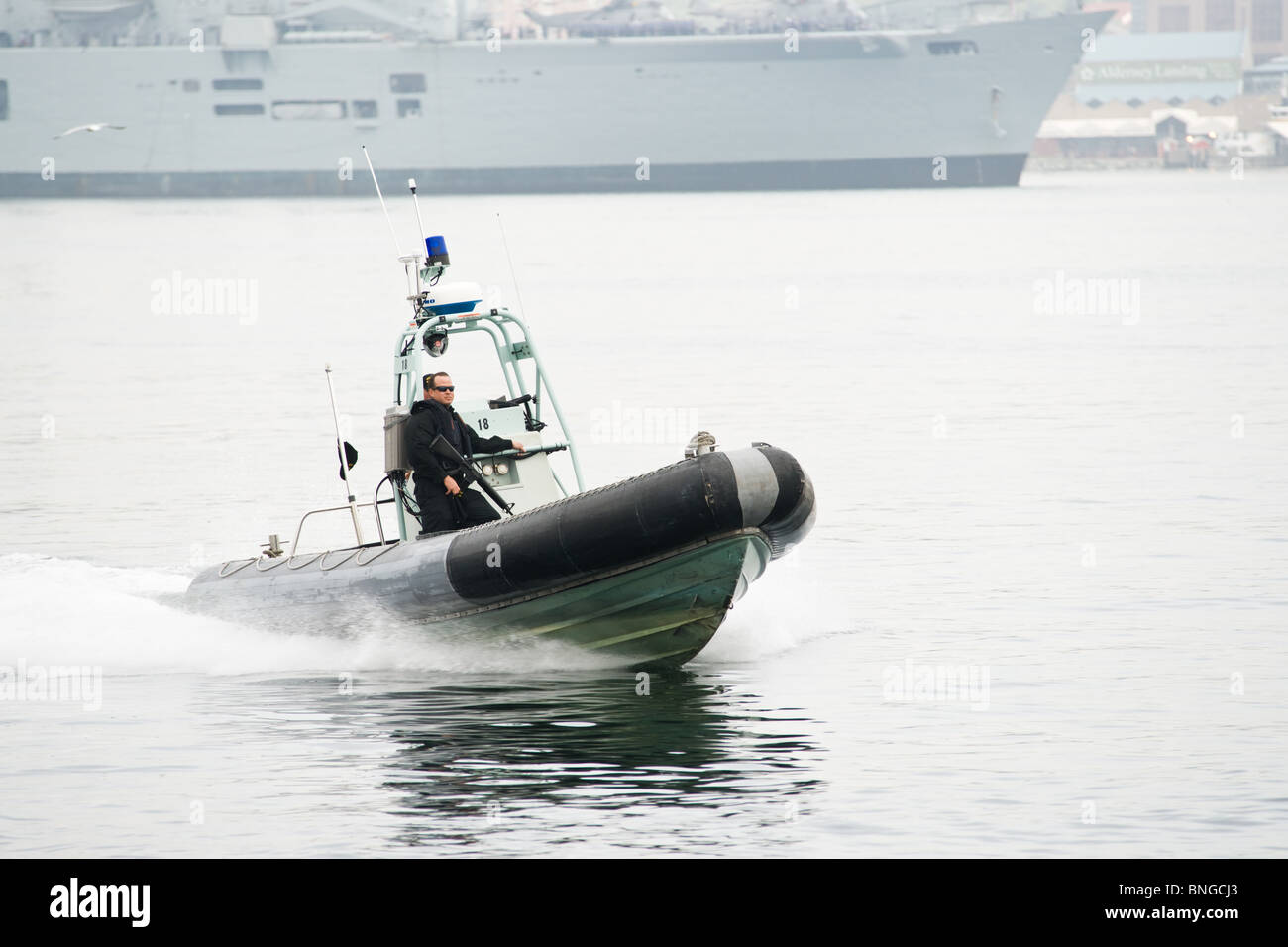 A Force Protection RHIB underway during the 2010 Fleet Review in ...