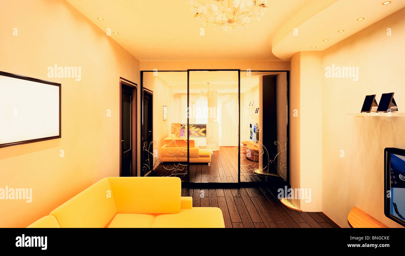 3d render of the small room interior Stock Photo - Alamy