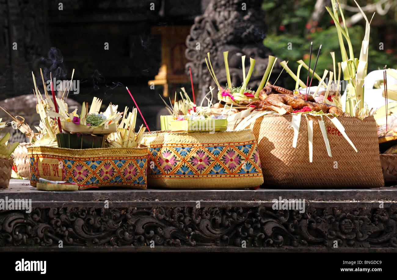 Religious offerings made at a temple ceremony. Bali, Indonesia Stock ...