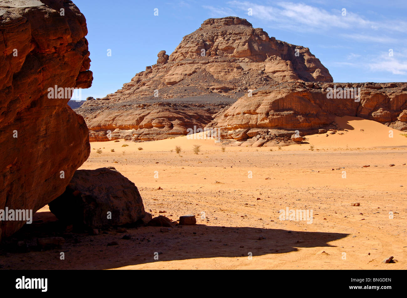 Rock formation in the Acacus Mountains, Sahara desert, Libya Stock ...