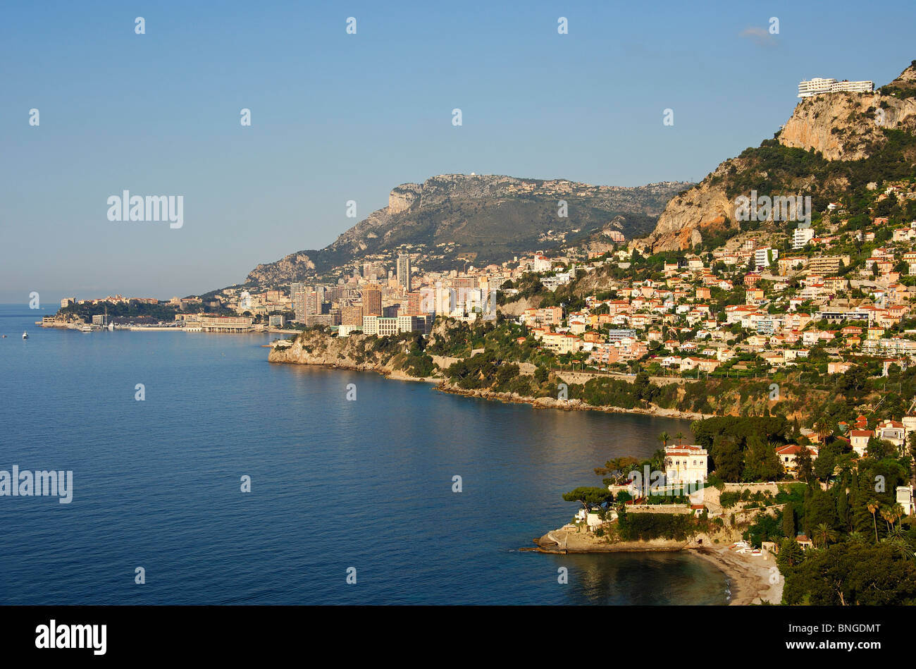 The Bay of Roquebrune at the French Riviera, Monaco in the back ...