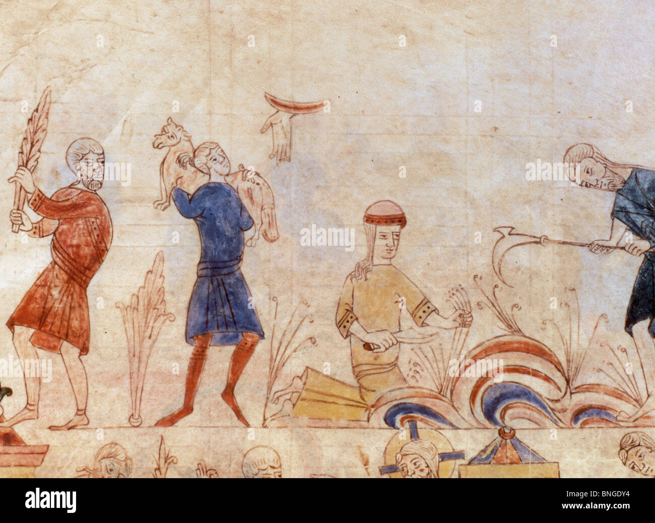 Farmers' field work. Miniature. Ripoll Bible (also known as Farfa Bible ...