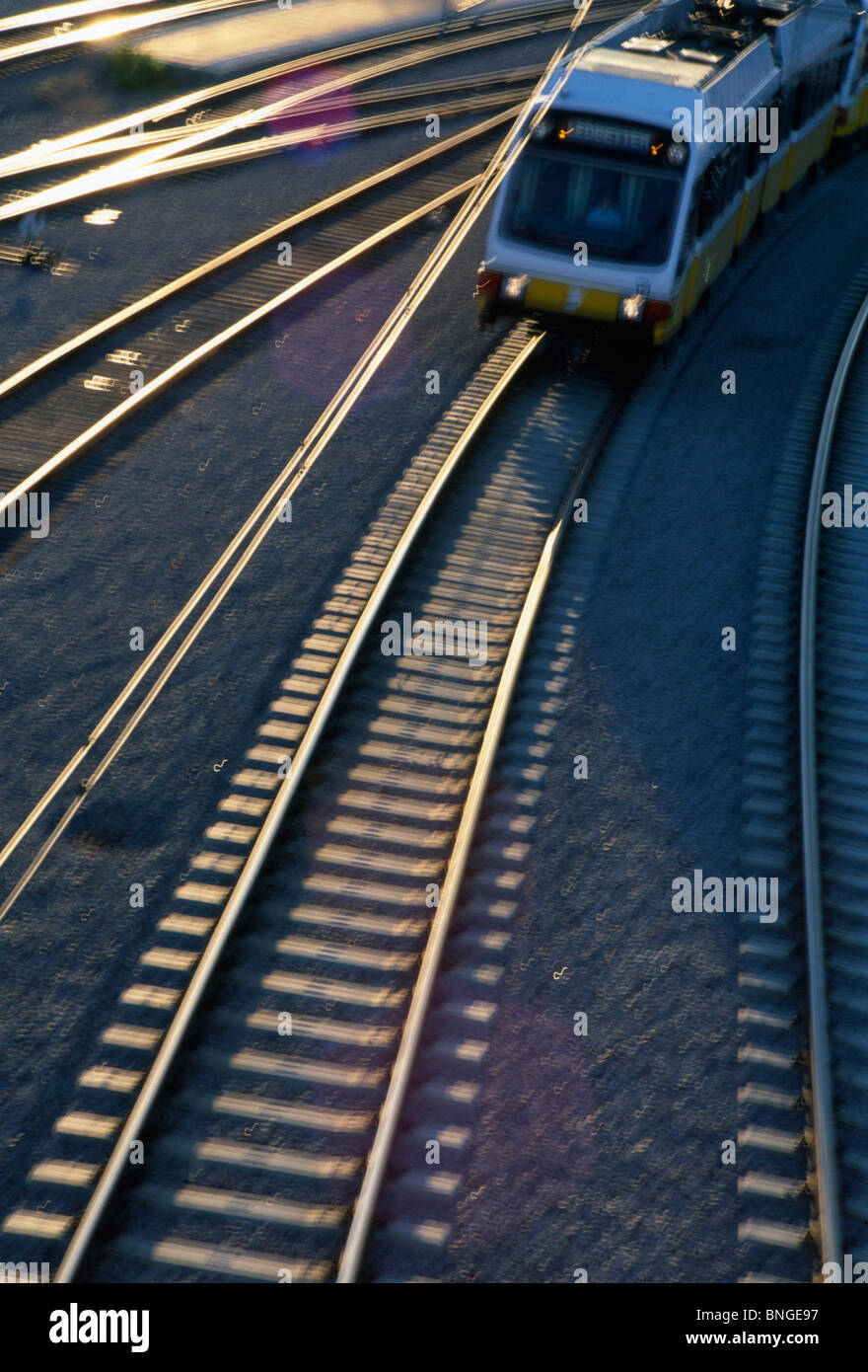 Train on a track Stock Photo - Alamy