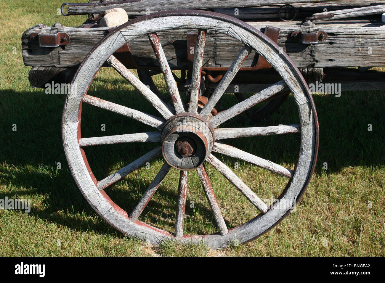 Close-up of a weathered wagon wheel of a horse cart Stock Photo - Alamy