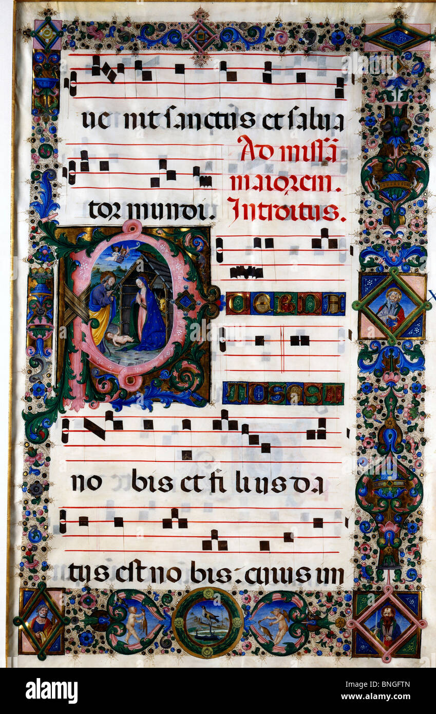 Choral Book: Opening of the Christmas Mass manuscript illustration ...