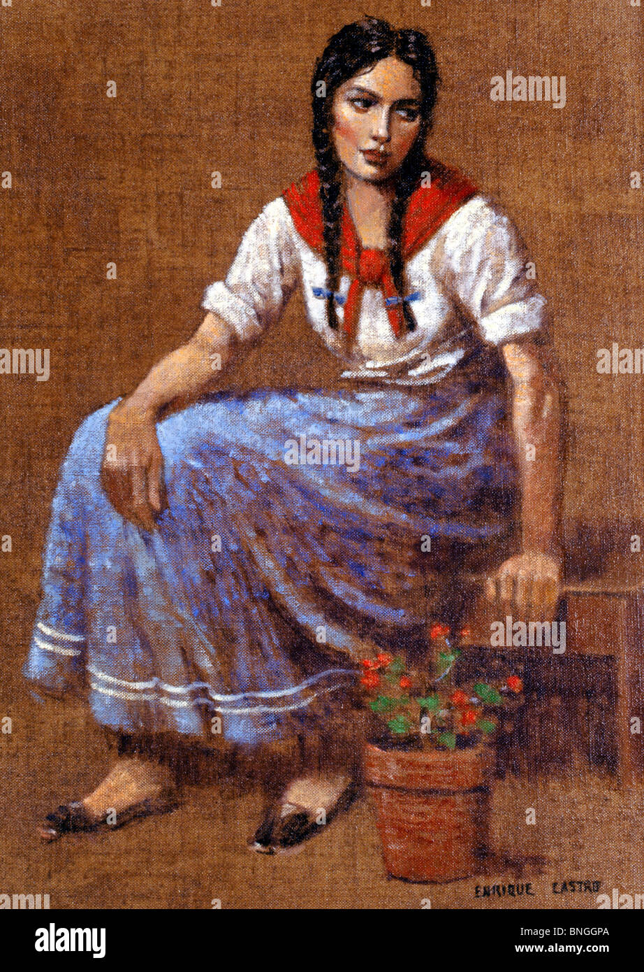 Peasant Woman, (Paisanita) by Enrique Castro, oil on canvas, 1996 ...