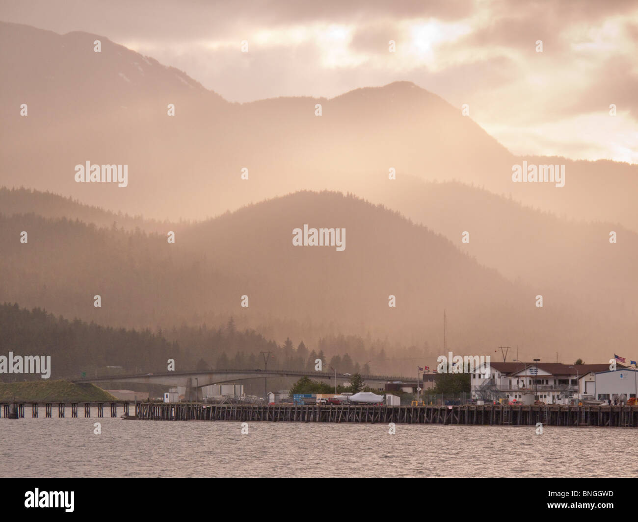 Bridge at sunset, Douglas Island, Juneau, Alaska, USA Stock Photo - Alamy
