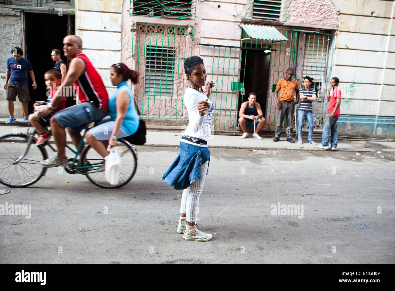 A girl dances in the streets of Havana Cuba Stock Photo - Alamy
