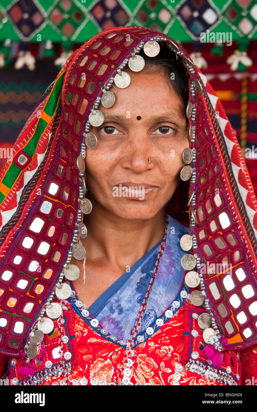 Portrait of lady in traditional indian dress hi-res stock photography ...