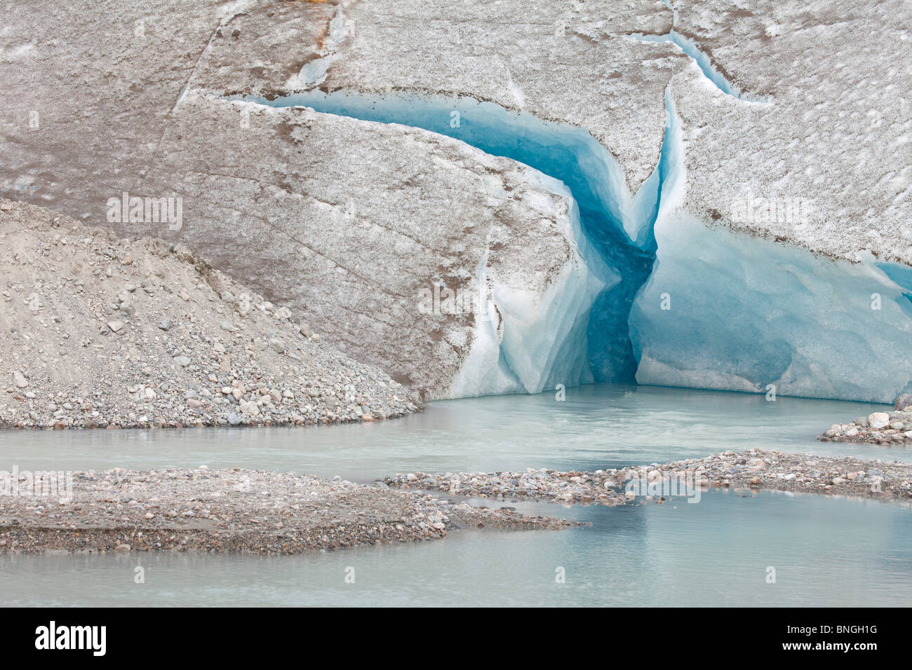Ice melting from a glacier, Reid Glacier, Glacier Bay National Park ...