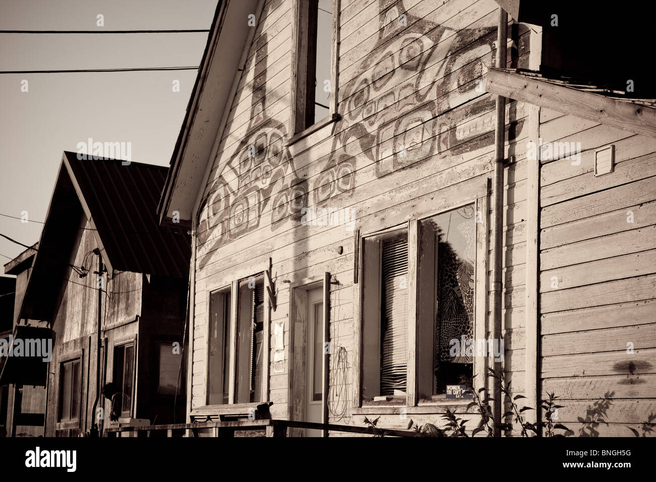 Entrance of a warehouse, Angoon, Admiralty Island, Alaska, USA Stock ...