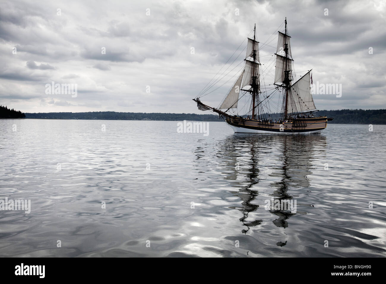 Brig in the sea, Lady Washington, Brownsville, Washington State, USA ...