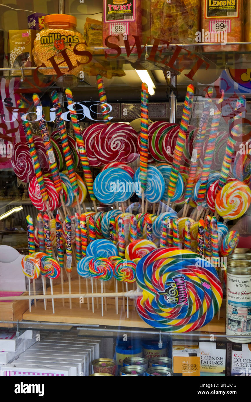 The window of a sweet shop in Salcombe, South Hams, Devon Stock Photo ...
