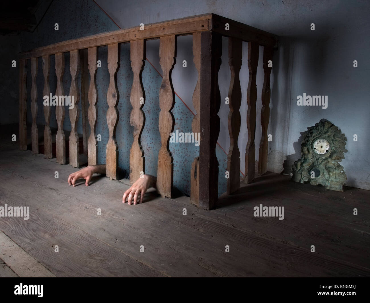 The eternal fear that lies at the bottom of the basement Stock Photo ...