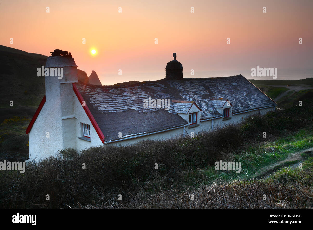 Beach cottage at Blackpool Mill, Hartland, Devon, used in the filming ...