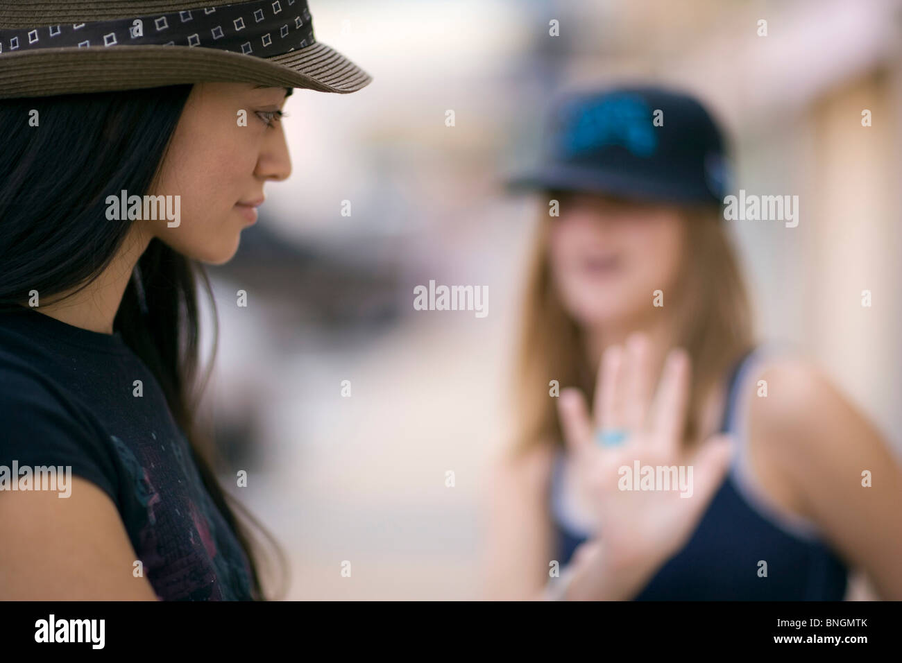 Two female friends in a disagreement Stock Photo - Alamy