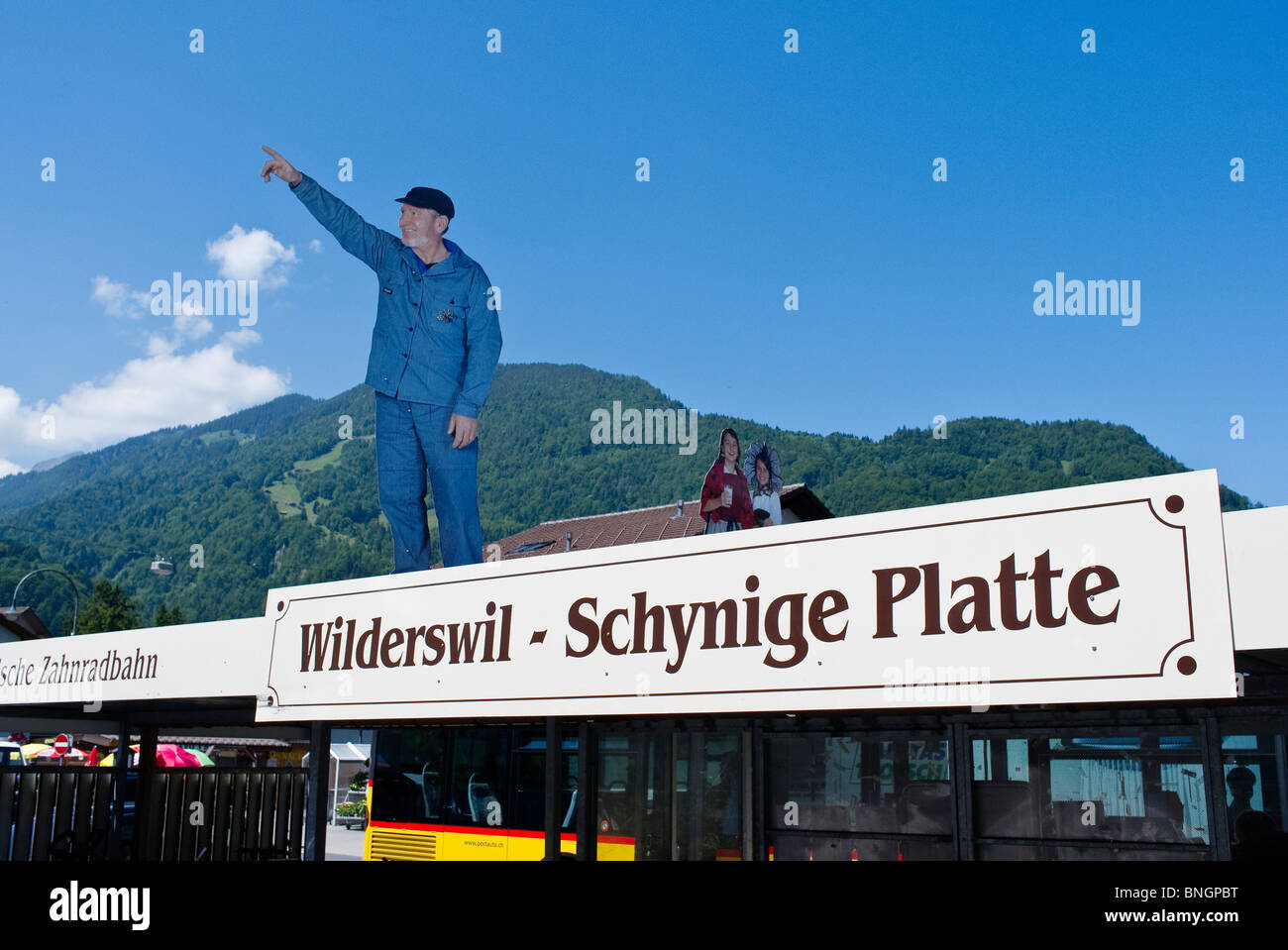 Dynamic sign pointing the way from Wildersil to Schynige Platte in ...