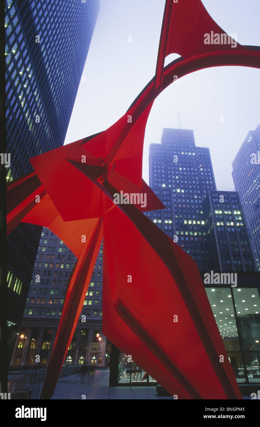 USA, Illinois, Chicago, Flamingo Sculpture by Alexander Calder Stock ...