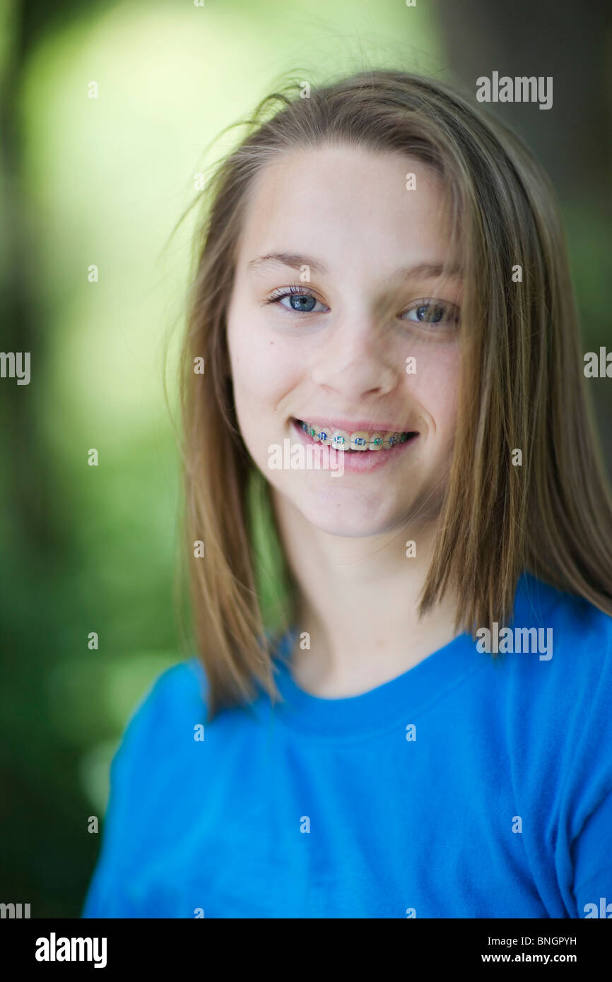 Portrait of a teenage girl smiling, Texas, USA Stock Photo - Alamy