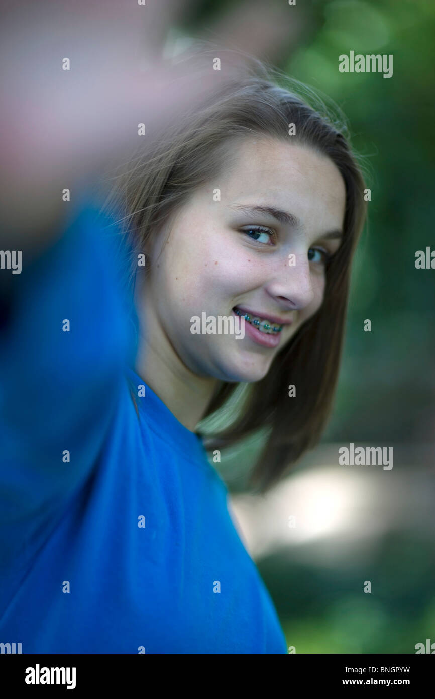 Portrait of a teenage girl smiling, Texas, USA Stock Photo - Alamy