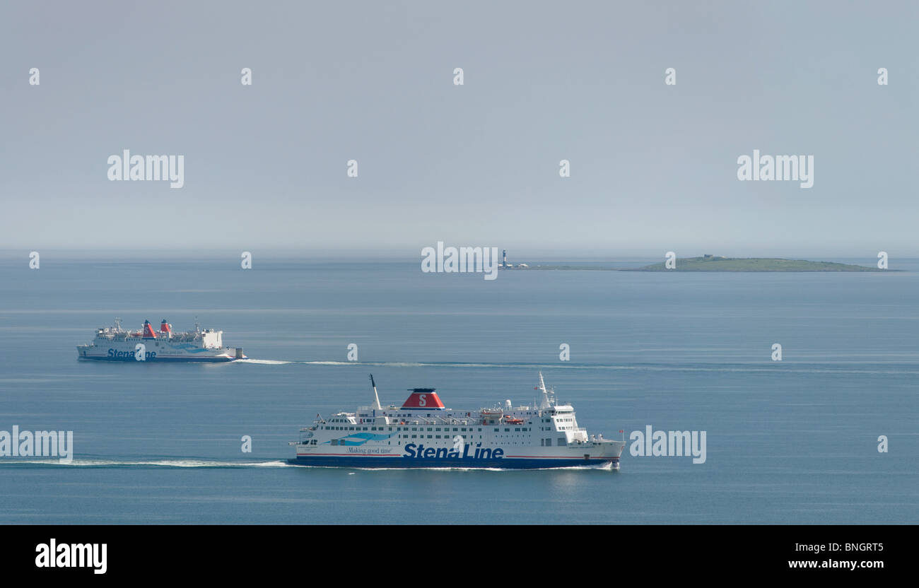 Two Stena Line ferries passing on Belfast Lough Stock Photo - Alamy