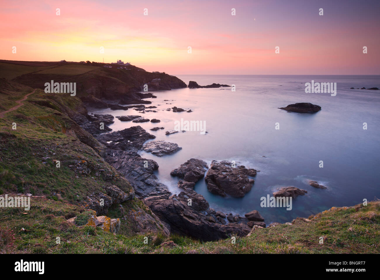 Lizard Point and Polpeor Cove at dawn, Lizard Peninsula, Cornwall ...