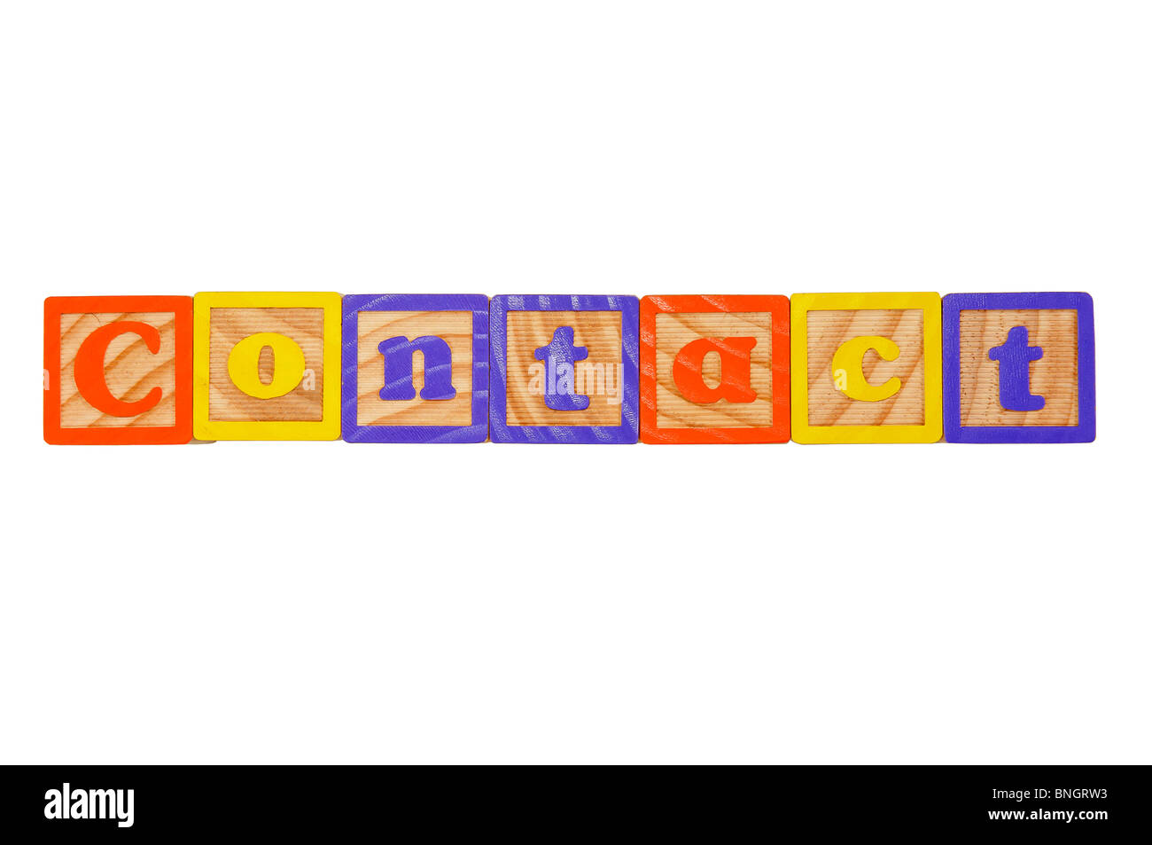 Childrens Alphabet Blocks spelling the word Contact Stock Photo - Alamy