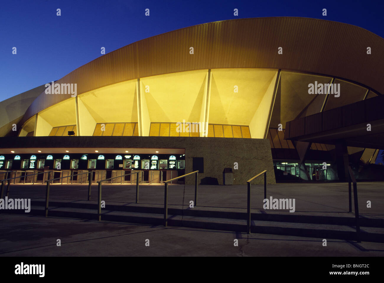 USA, California, Anaheim, Anaheim Convention Center at dusk Stock Photo ...