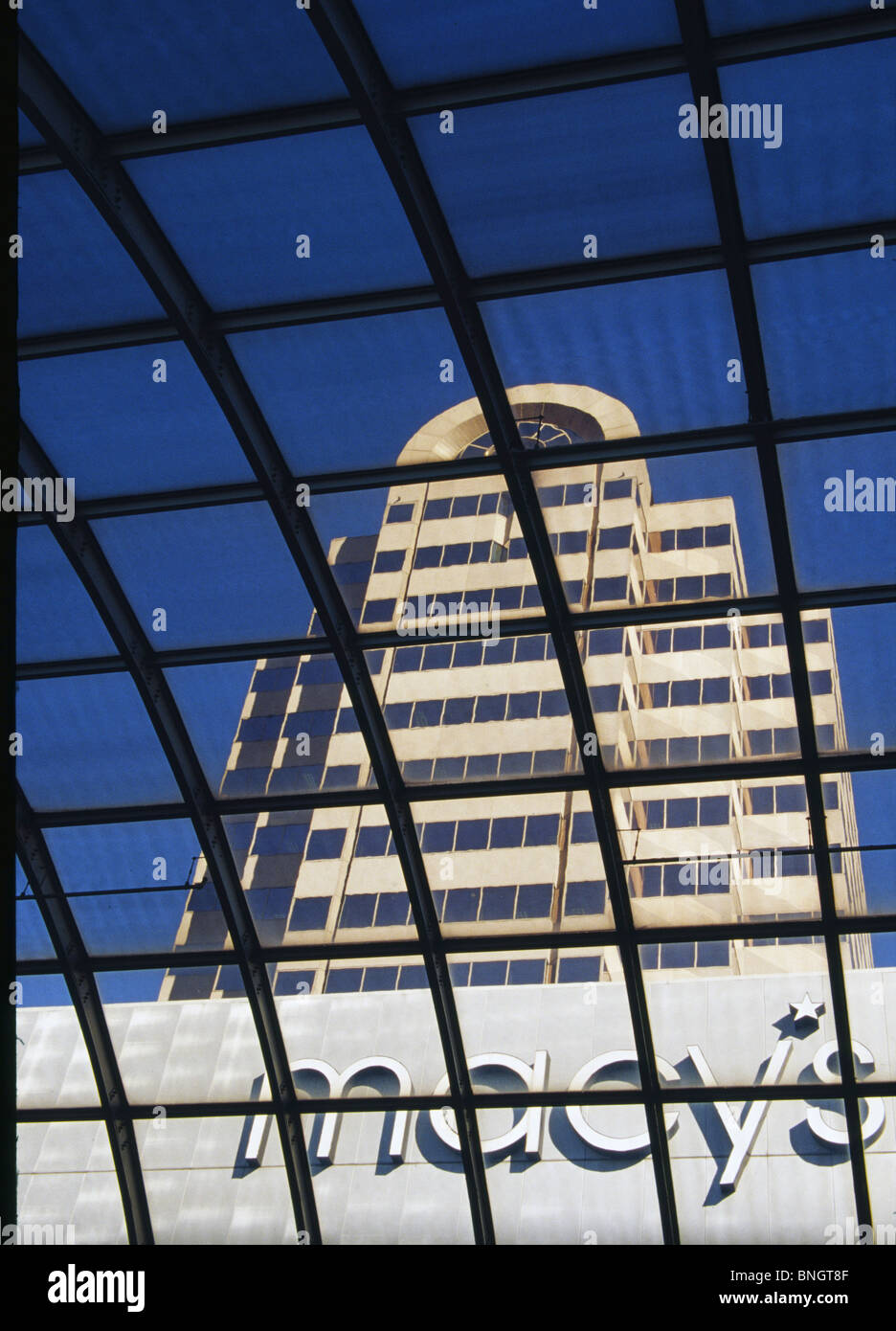 USA, Texas, Dallas, Galleria Dallas, Low angle view of shopping centre ...
