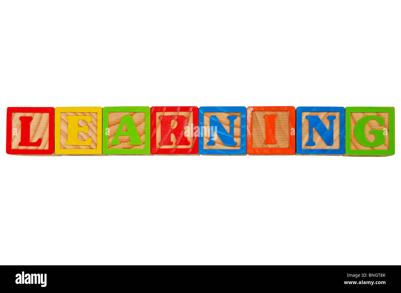 Childrens Alphabet Blocks spelling the word Learning Stock Photo - Alamy