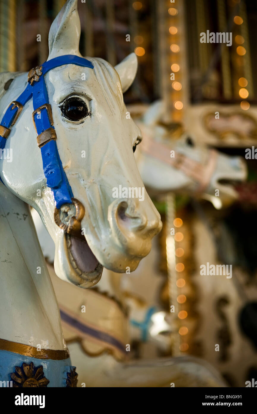 Carousel horse in an amusement park Stock Photo - Alamy