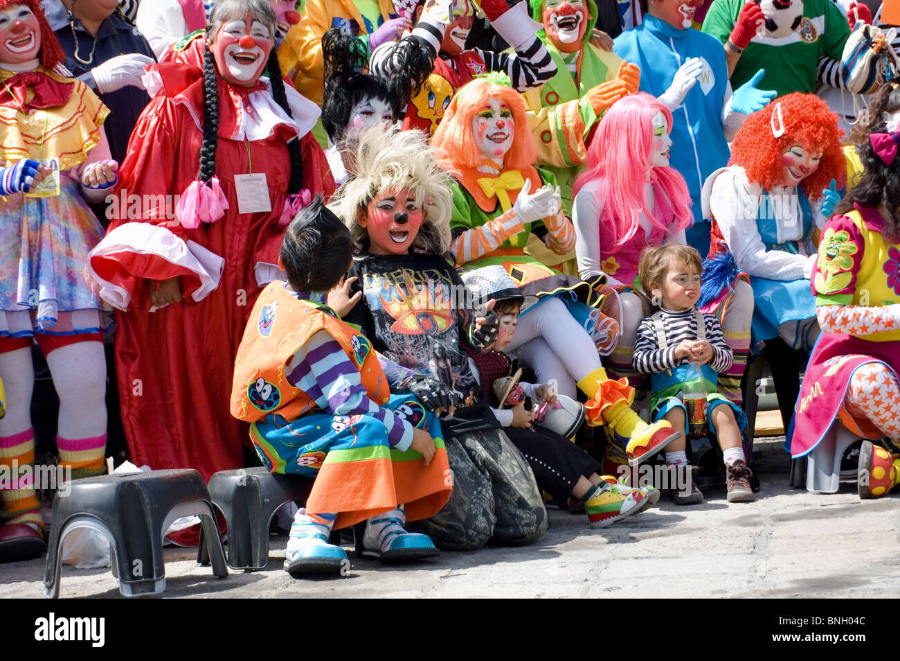 Clown parade in Mexico city with clowns from several countries Stock ...