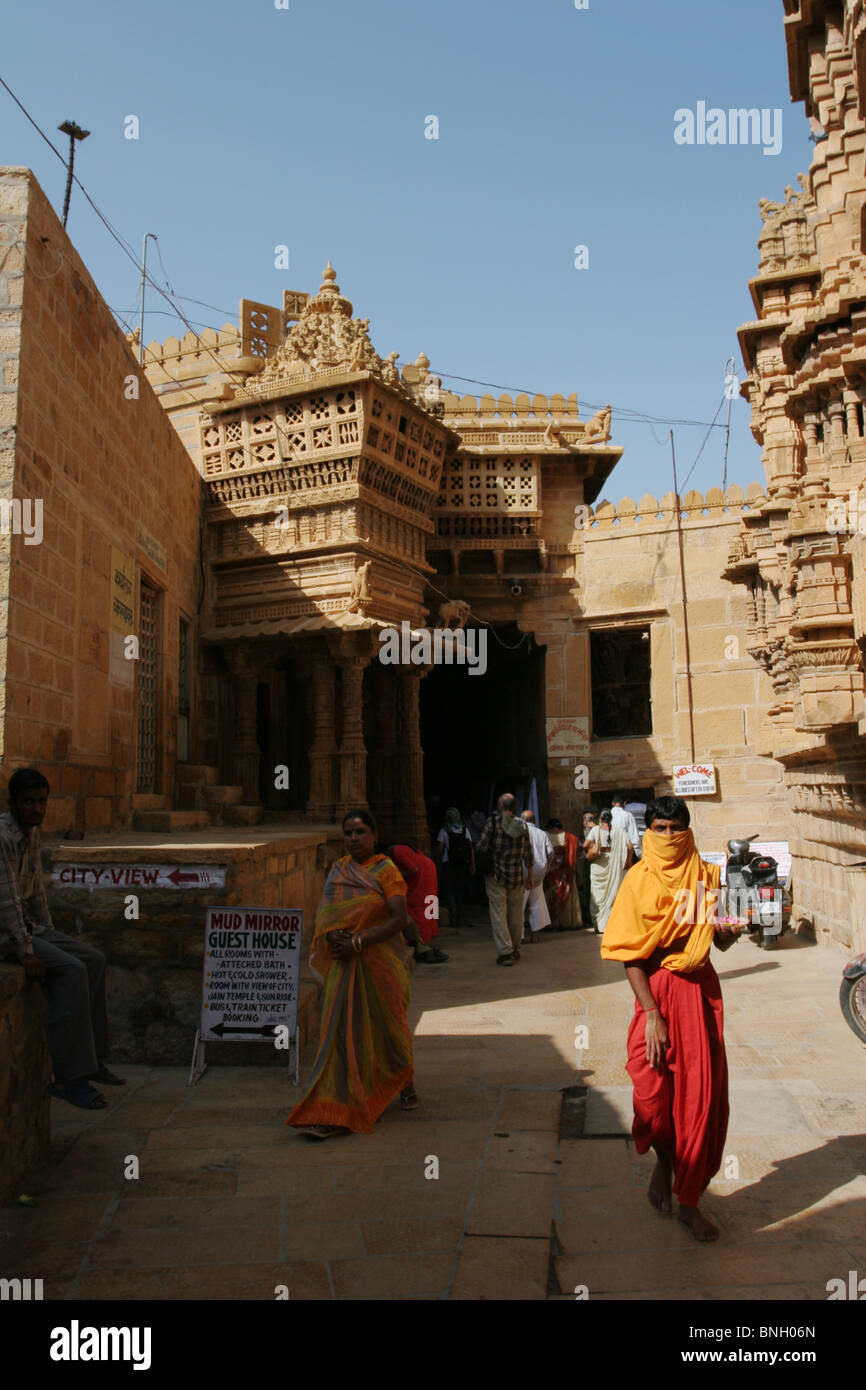 A Jain priest in front of a Jain temple, Jaisalmer, Rajasthan, India ...