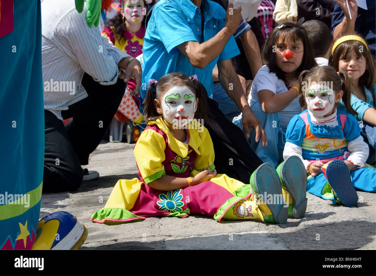 Children clown during a clown parade in Mexico city with clowns from ...