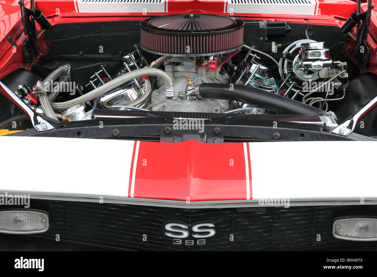 Engine of old American Chevrolet Chevelle car Stock Photo - Alamy