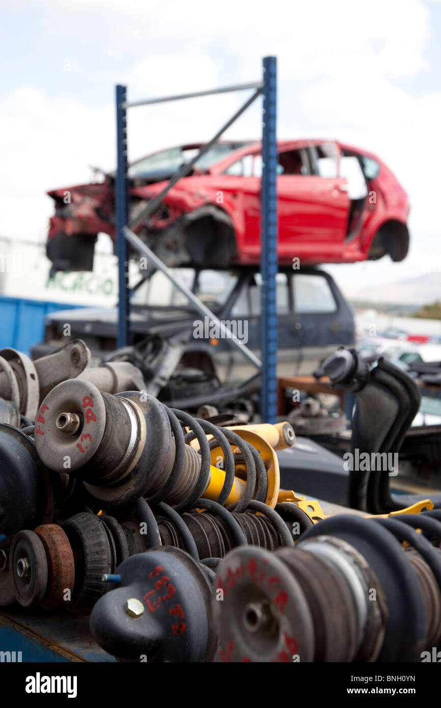 Absorbers and red car Stock Photo - Alamy