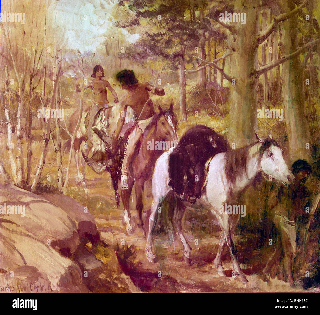Return From The Hunt by Charles Abel Corwin, 1857-1938 Stock Photo - Alamy