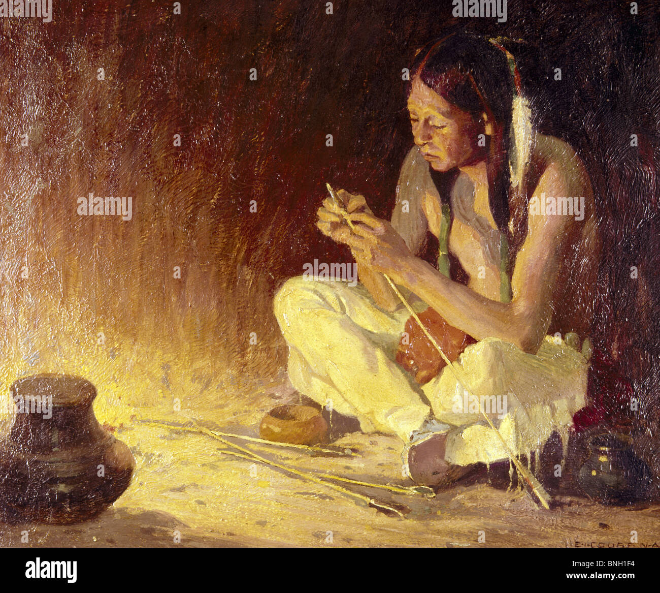 The Arrowmaker, Eanger Irving Couse (1866-1936 American Stock Photo - Alamy