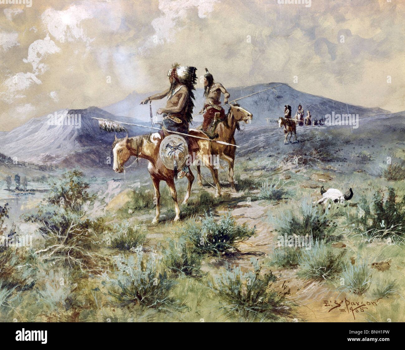 Scouting Party by Edgar Samuel Paxson, (1852-1919 Stock Photo - Alamy