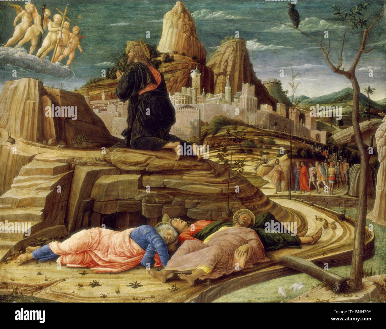 The Agony in the Garden, by Andrea Mantegna, oil on wood panel, 1460 ...